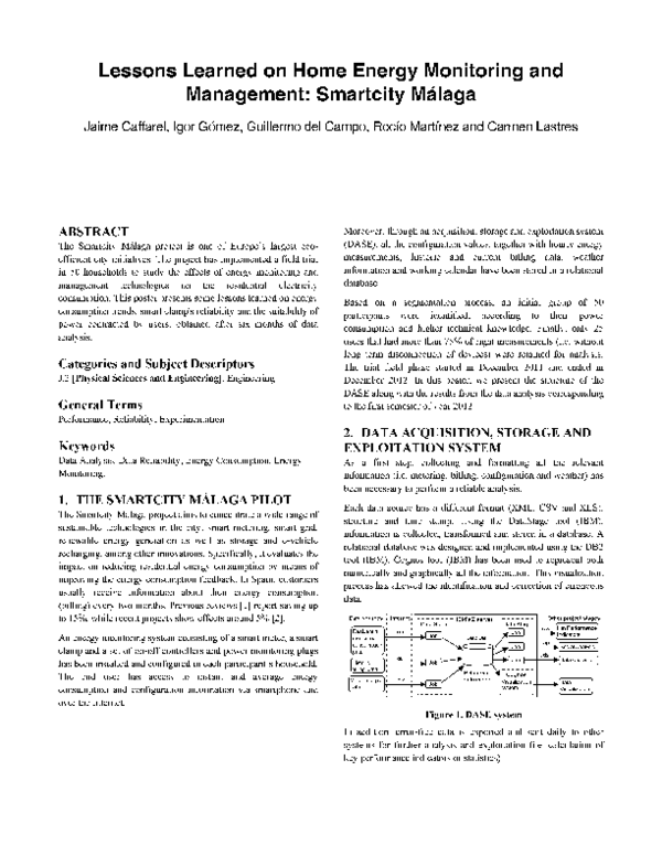 (PDF) Lessons learned on home energy monitoring and management
