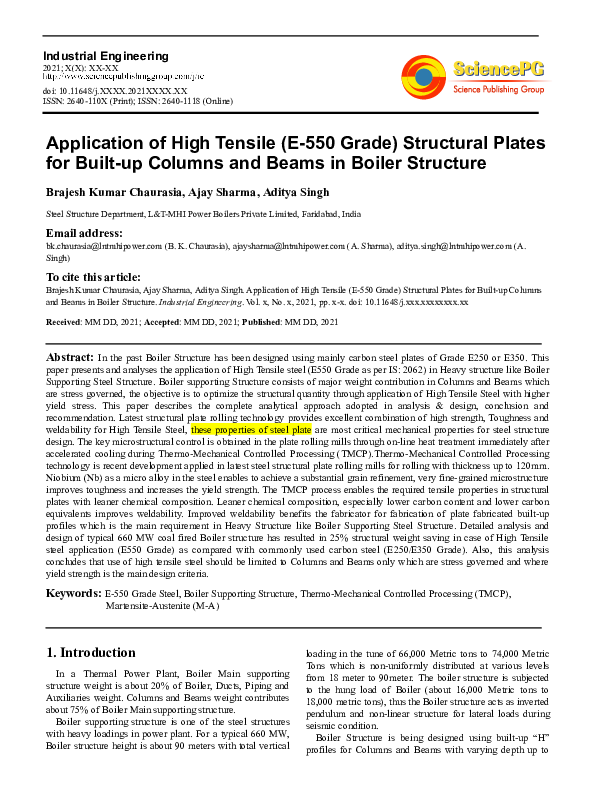 (DOC) Application of High Tensile (E-550 Grade) Structural Plates for ...