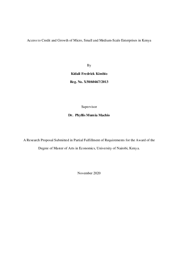 (PDF) Access to Credit and Growth of Micro, Small and Medium-Scale ...