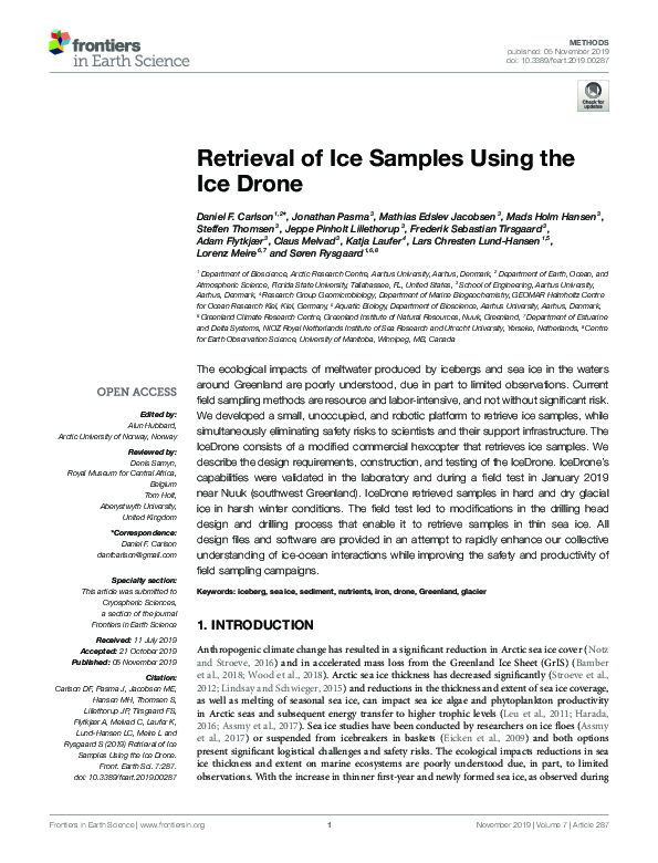 (PDF) Retrieval of Ice Samples Using the Ice Drone