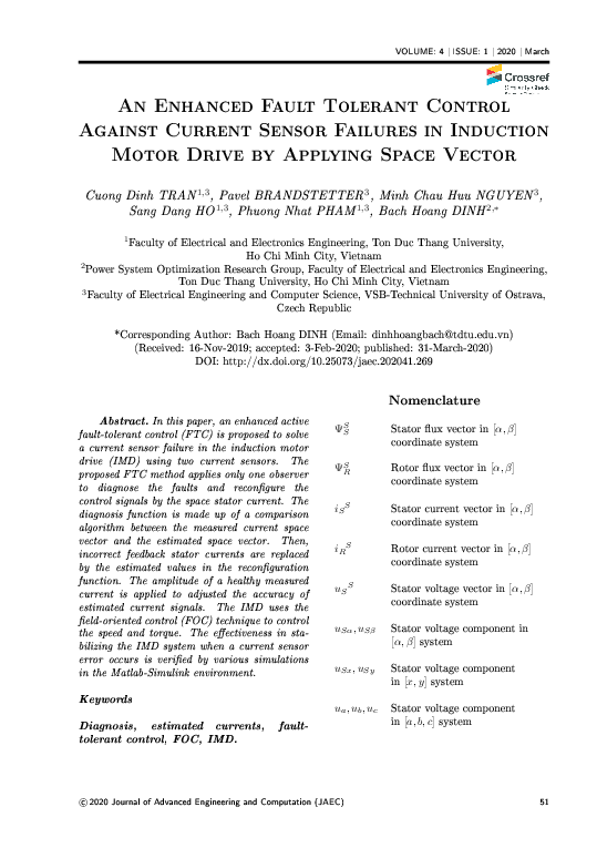 (PDF) An Enhanced Fault Tolerant Control Against Current Sensor Failures in Induction Motor ...
