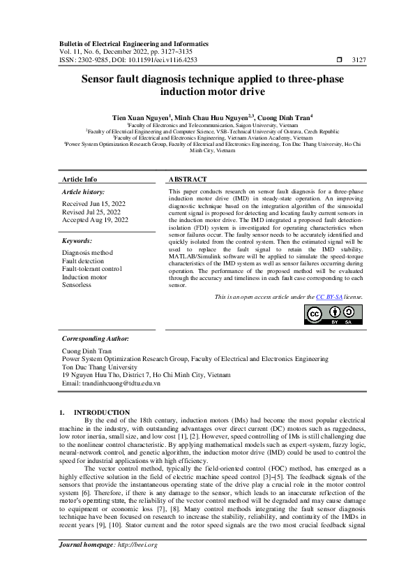 (PDF) Sensor fault diagnosis technique applied to three-phase induction motor drive