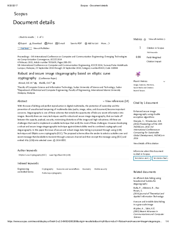 (PDF) Secure Image Steganography via ECC