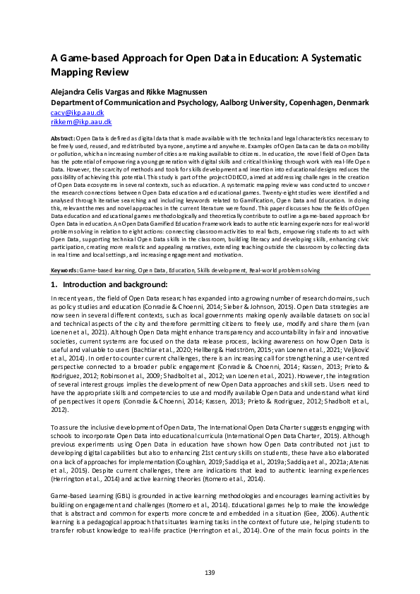 (PDF) A Game-based Approach for Open Data in Education: A Systematic ...