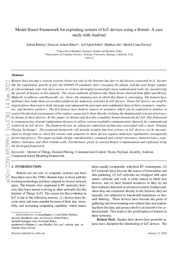 Pdf Model Based Framework For Exploiting Sensors Of Iot Devices Using