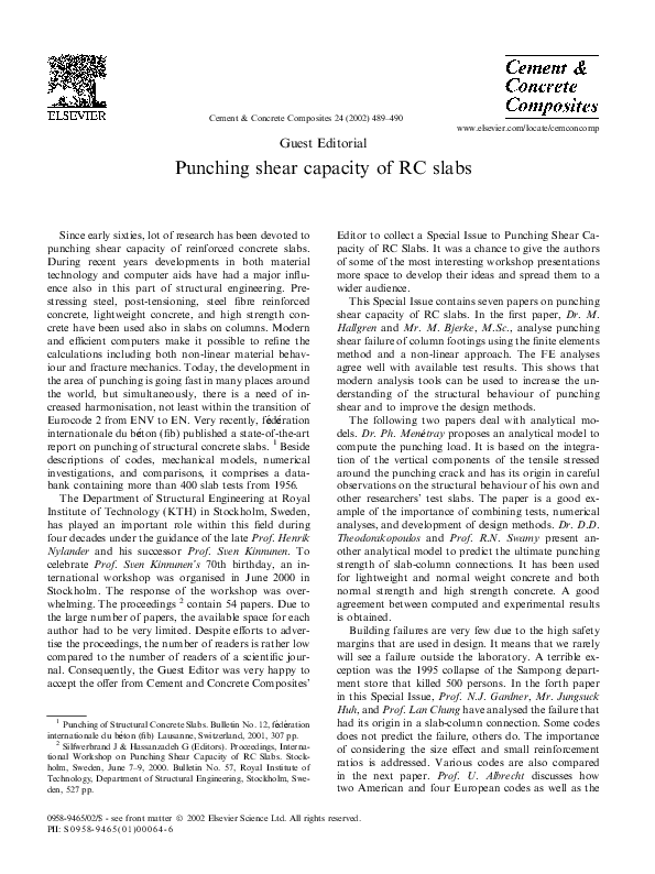 (PDF) Punching shear capacity of RC slabs