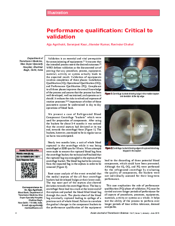 (PDF) Performance qualification: Critical to validation