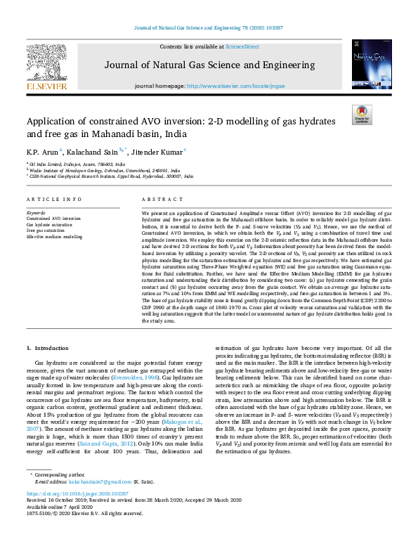 (PDF) Application of constrained AVO inversion: 2-D modelling of gas ...