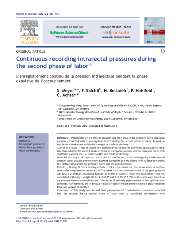 (PDF) Continuous recording intrarectal pressures during the second ...