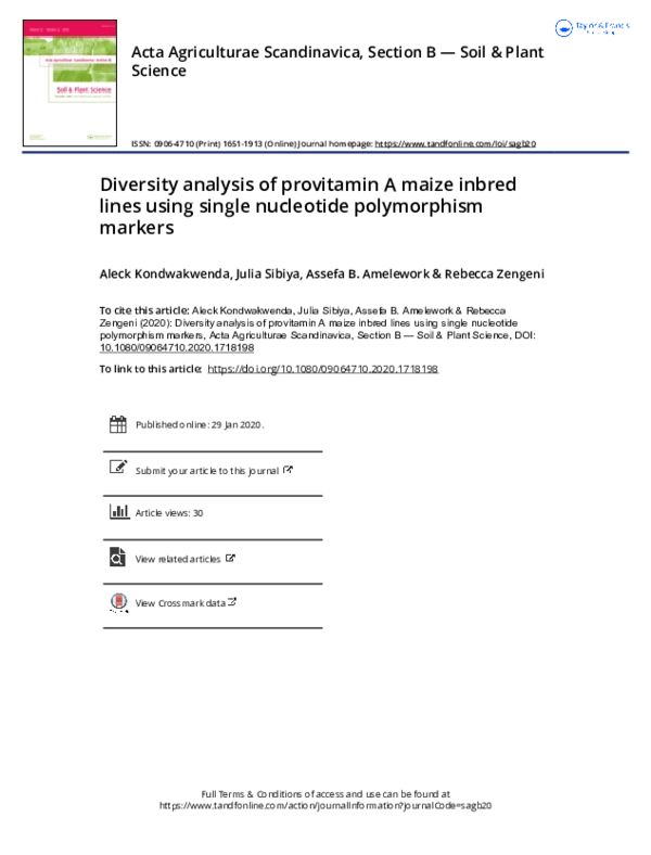 (PDF) Diversity analysis of provitamin A maize inbred lines using ...