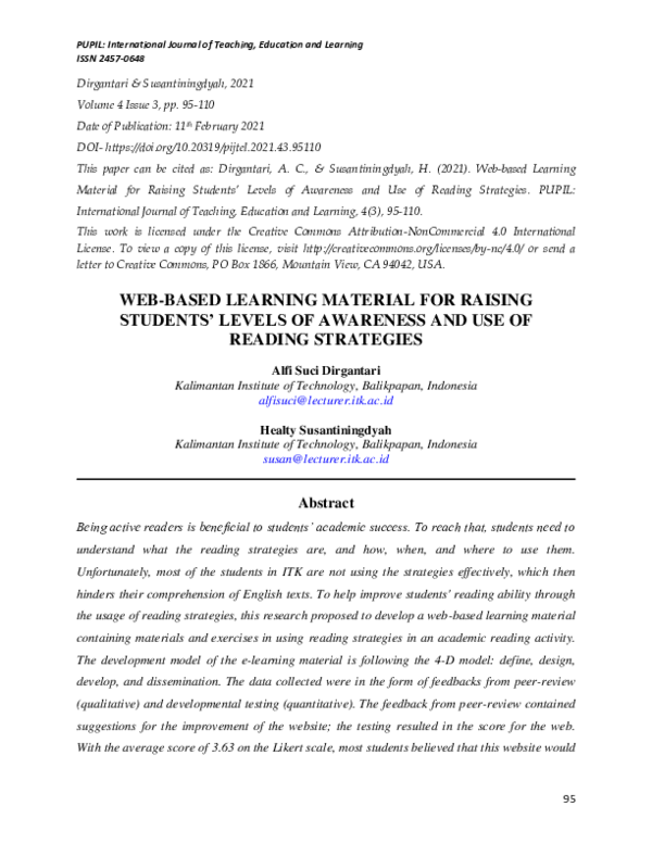 (PDF) Web-Based Learning Material for Raising Students’ Levels of ...