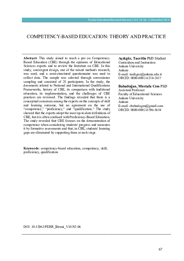 (PDF) COMPETENCY-BASED EDUCATION: THEORY AND PRACTICE