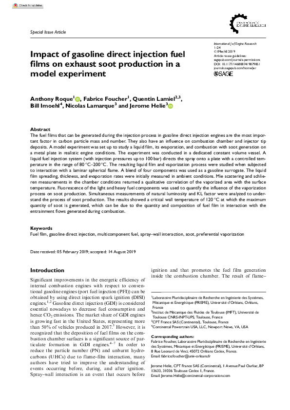 (PDF) Impact of gasoline direct injection fuel films on exhaust soot ...