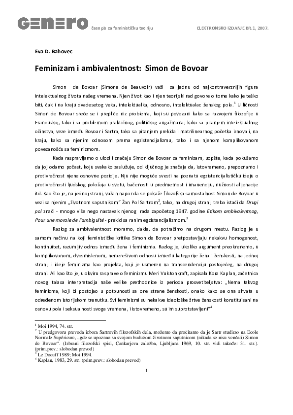 (PDF) Feminizam i ambivalentnost
