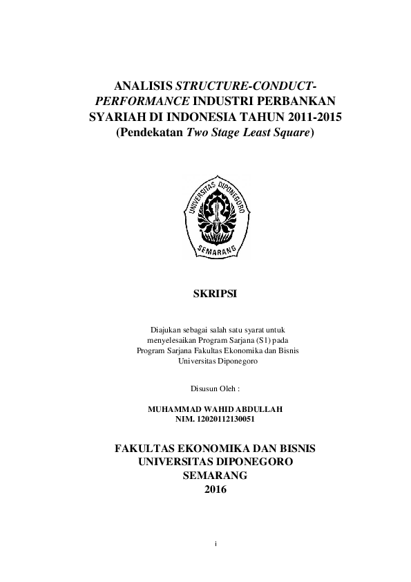 (PDF) ANALISIS STRUCTURE-CONDUCTPERFORMANCEINDUSTRI PERBANKANSYARIAH DI ...