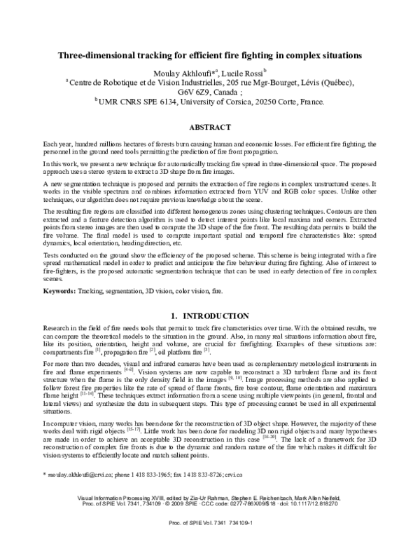 (PDF) Three-dimensional tracking for efficient fire fighting in complex ...