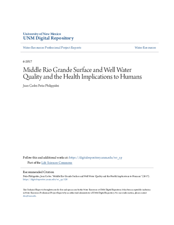 (PDF) Middle Rio Grande Surface and Well Water Quality and the Health ...