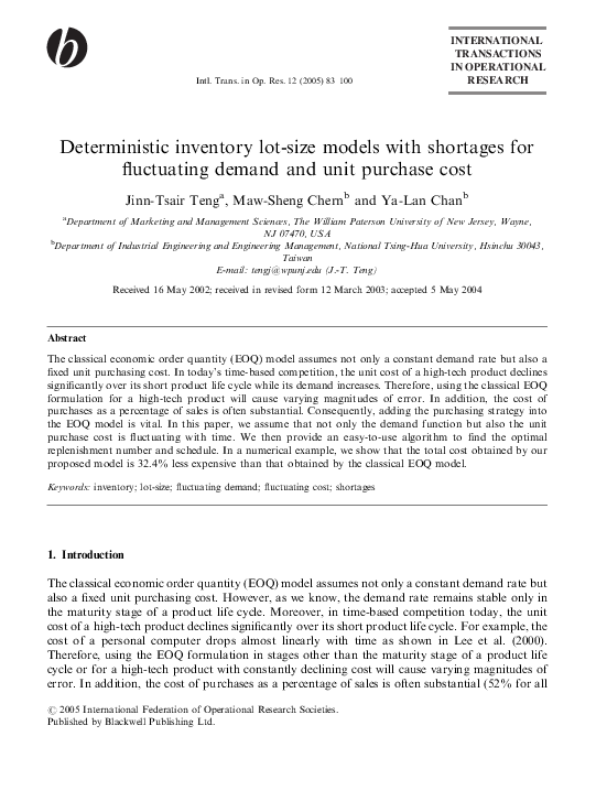(PDF) Deterministic inventory lot-size models with shortages for ...
