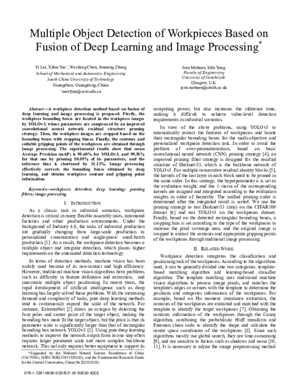 Pdf Multiple Object Detection Of Workpieces Based On Fusion Of Deep Learning And Image Processing