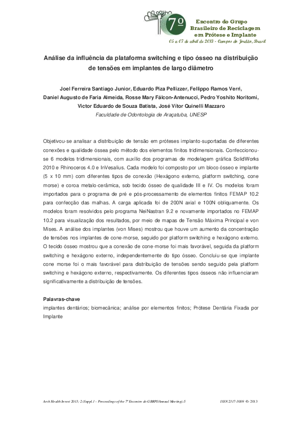 (PDF) Análise da influência da plataforma switching e tipo ósseo na ...