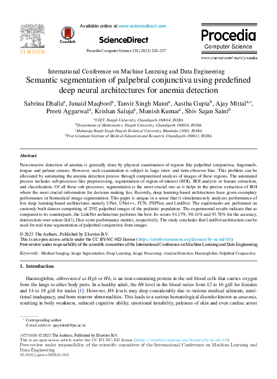 Pdf Semantic Segmentation Of Palpebral Conjunctiva Using Predefined Deep Neural Architectures