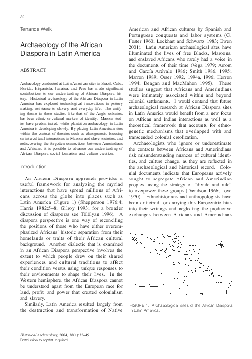 (PDF) Archaeology of the African Diaspora in Latin America
