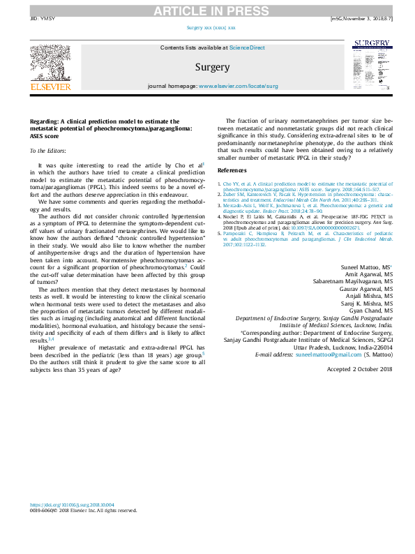 (PDF) Regarding: A clinical prediction model to estimate the metastatic ...