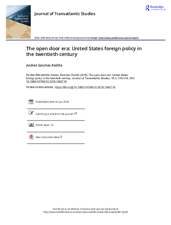 (PDF) The open door era: United States foreign policy in the twentieth ...