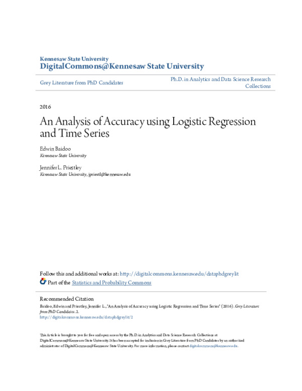 (PDF) An Analysis of Accuracy using Logistic Regression and Time Series