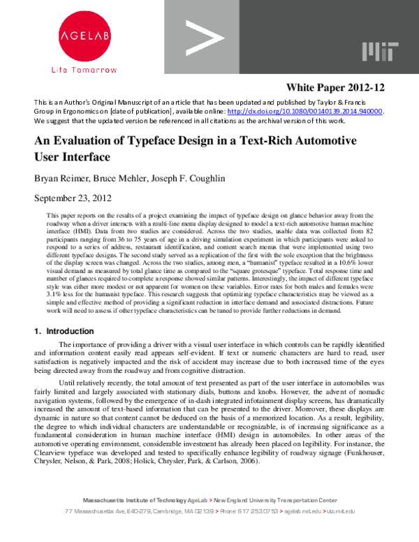 (PDF) An Evaluation of Typeface Design in a Text-Rich Automotive User ...