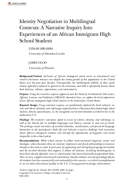 (PDF) Identity Negotiation in Multilingual Contexts: A Narrative ...