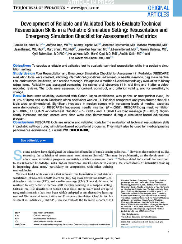 (PDF) Development of Reliable and Validated Tools to Evaluate Technical ...