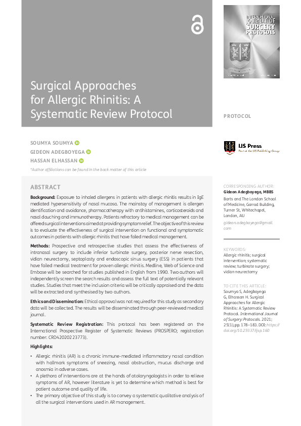 (PDF) Surgical Approaches for Allergic Rhinitis: A Systematic Review ...