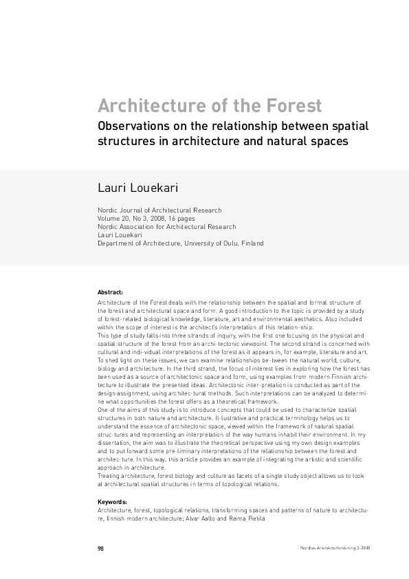 (PDF) Architecture of the forest. Observations on the relationship ...