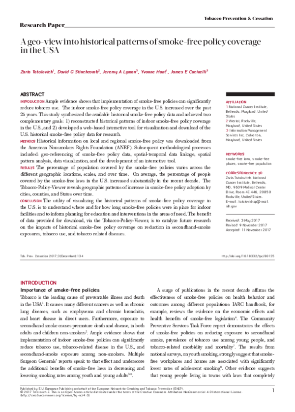(PDF) A geo-view into historical patterns of smoke-free policy coverage ...
