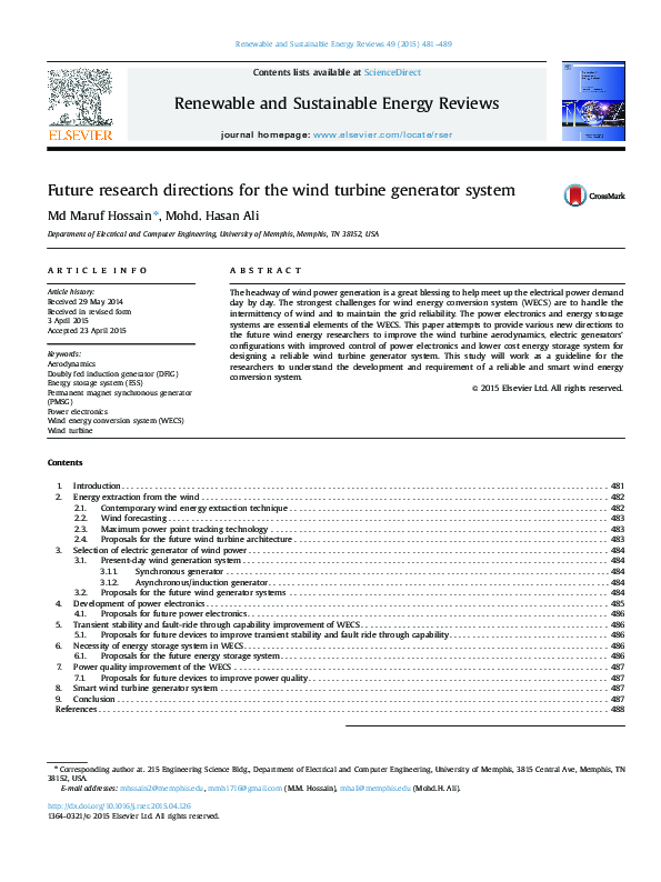 (PDF) Future research directions for the wind turbine generator system