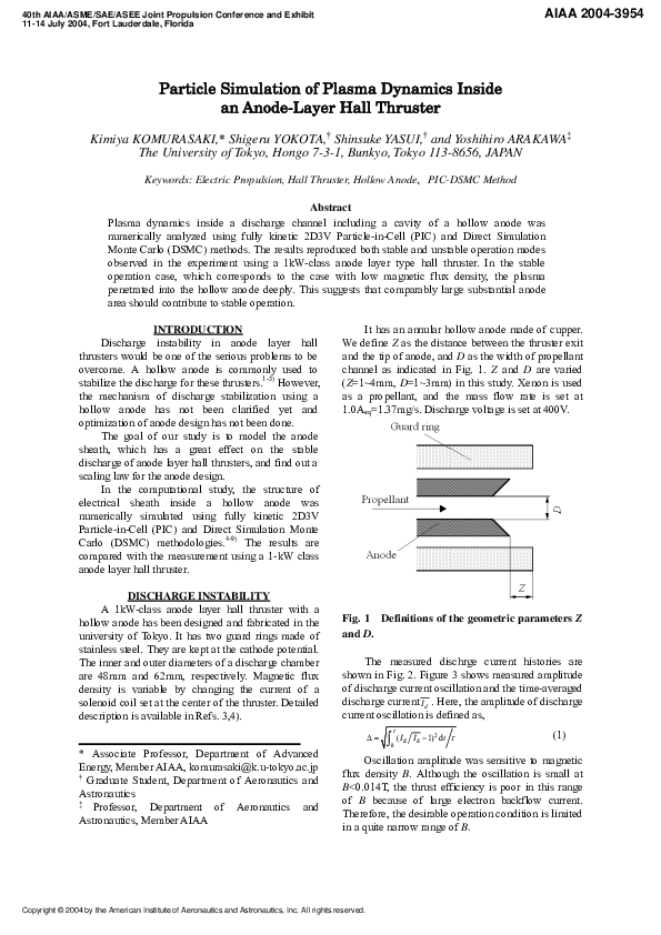 (PDF) Particle Simulation of Plasma Dynamics Inside an Anode-Layer Hall ...