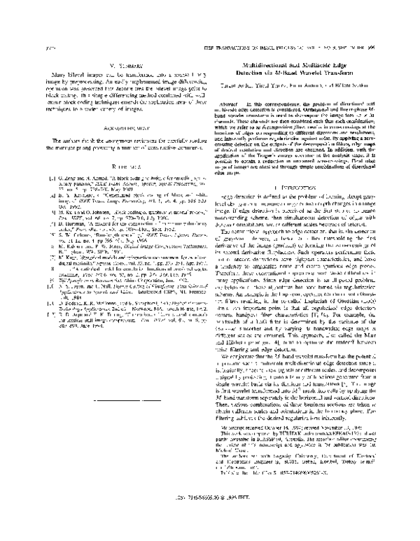 Pdf Multidirectional And Multiscale Edge Detection Via M Band Wavelet Transform