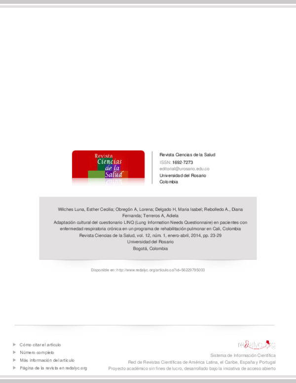 (PDF) Adaptación cultural del cuestionario LINQ (Lung Information Needs ...