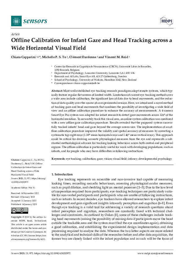 (PDF) Offline Calibration for Infant Gaze and Head Tracking across a Wide Horizontal Visual Field