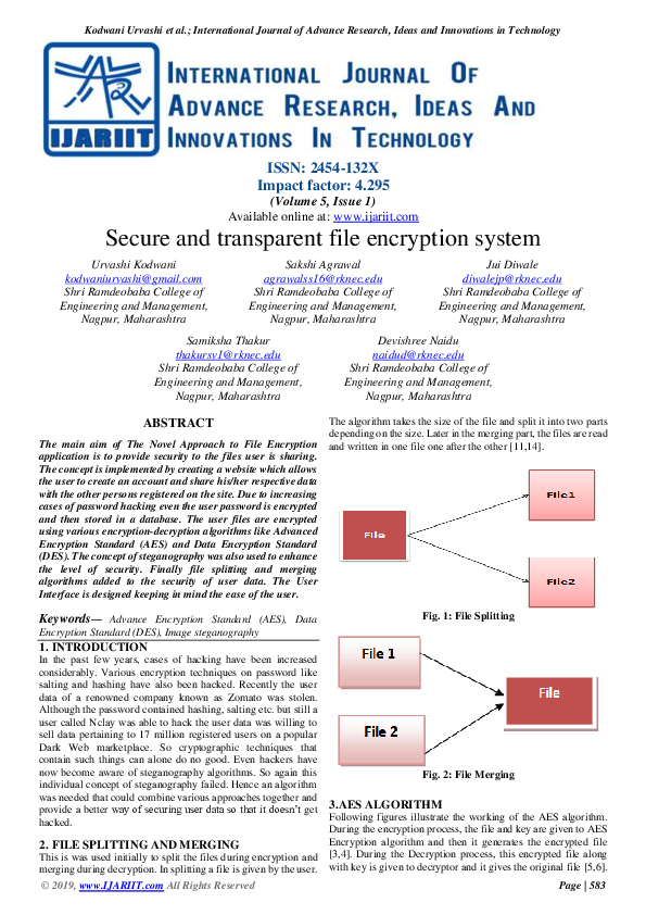 (PDF) Secure and transparent file encryption system | Devishree Naidu ...