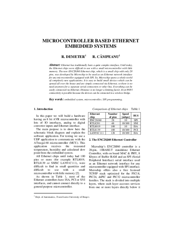 Pdf Microcontroller Based Ethernet Embedded Systems