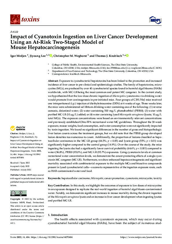 (PDF) Impact of Cyanotoxin Ingestion on Liver Cancer Development Using ...