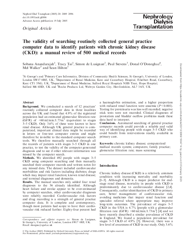 (PDF) The validity of searching routinely collected general practice computer data to identify ...