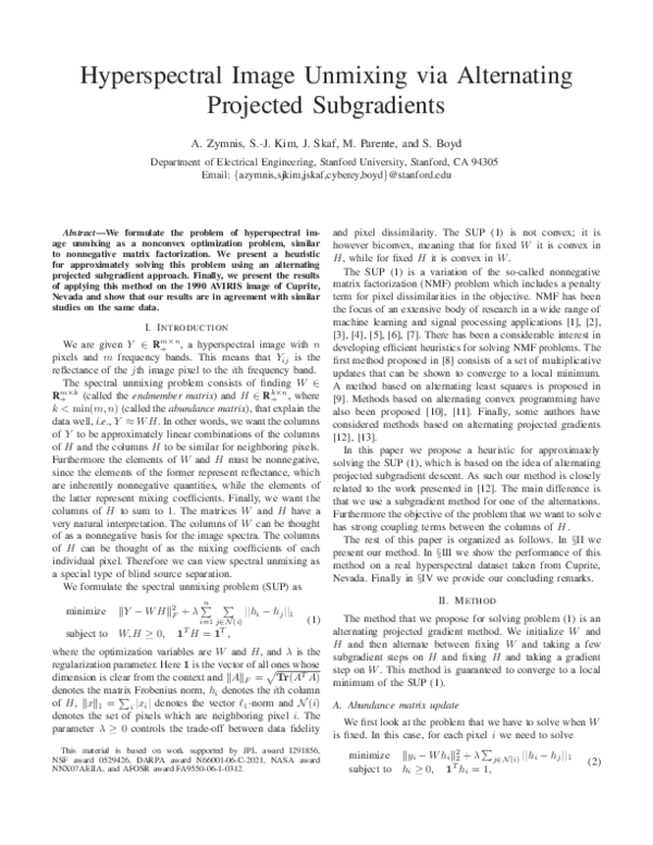 (PDF) Hyperspectral Image Unmixing via Alternating Projected ...