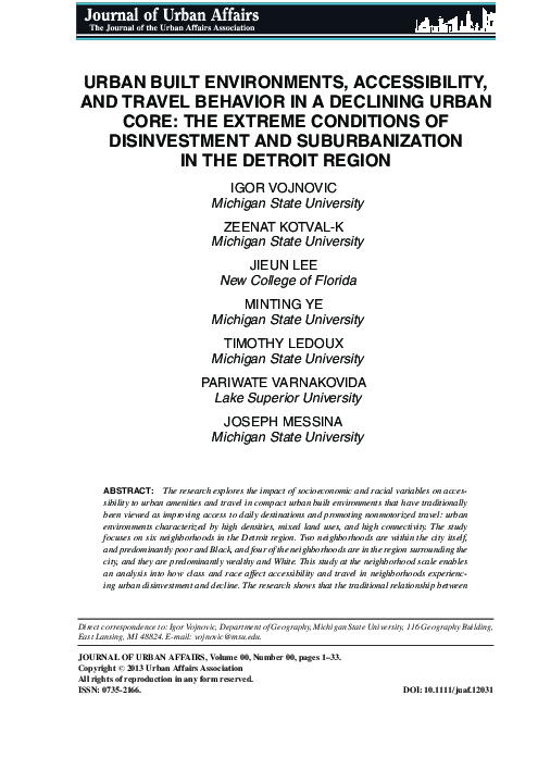 (PDF) Urban Built Environments, Accessibility, and Travel Behavior in a ...