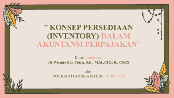 (PPT) Ppt konsep persediaan (inventory) dalam akuntansi perpajakan