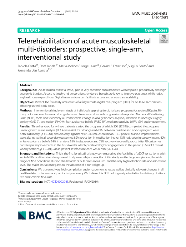 (PDF) Telerehabilitation of acute musculoskeletal multi-disorders ...
