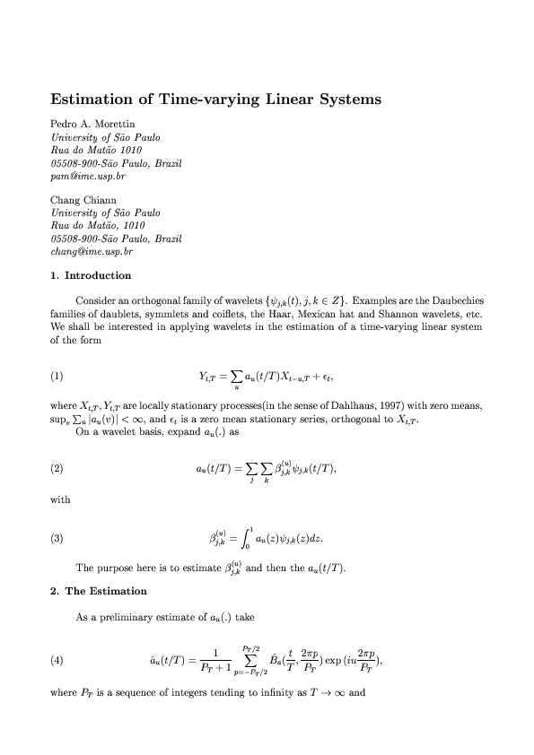 (PDF) Estimation of Time Varying Linear Systems