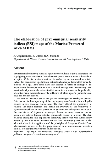 (PDF) The elaboration of environmental sensitivity indices (ESI) maps ...